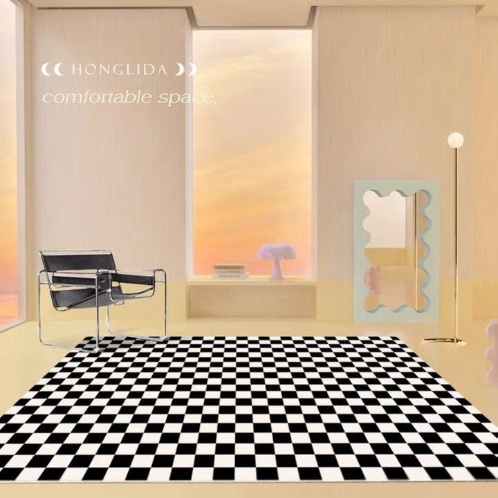 Checkerboard Carpet Bedroom Green White Medieval Checkered Modern ...