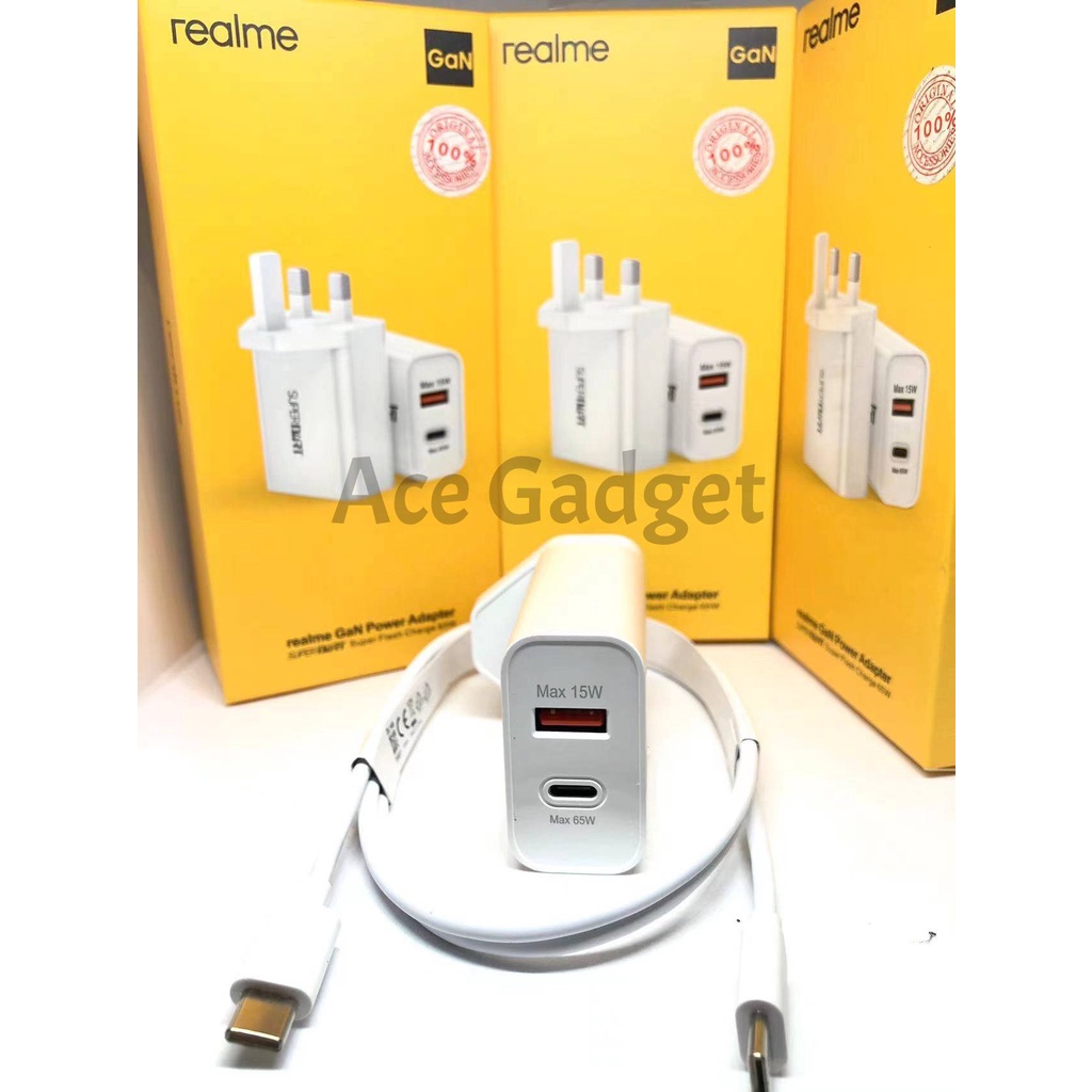 Realme 65w GaN Charger Super Dart Charge Adapter With Type-C PD Cable ...