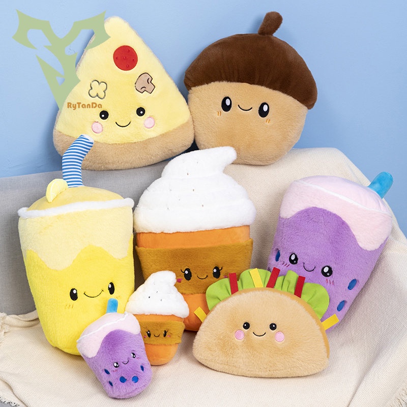 【Fast Delivery】New Cute Hamburger Fries Plush Toy Pizza Coffee Orange ...