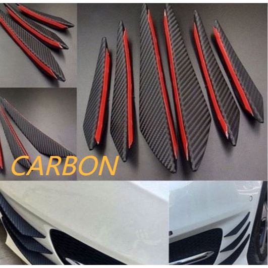 1SET 6Pcs Carbon Fiber Style Car Front Bumper Lip Splitter Body Spoiler ...