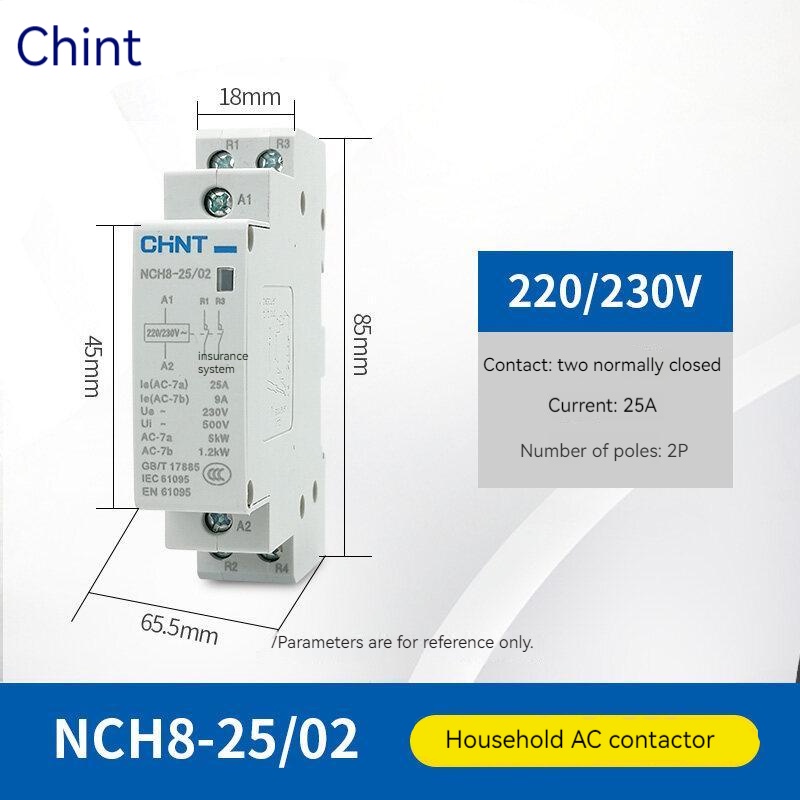 CHINT NCH8-25/02 Guide Type Two Often Close 25A Security 2P Household Small-sized Single-phase ...
