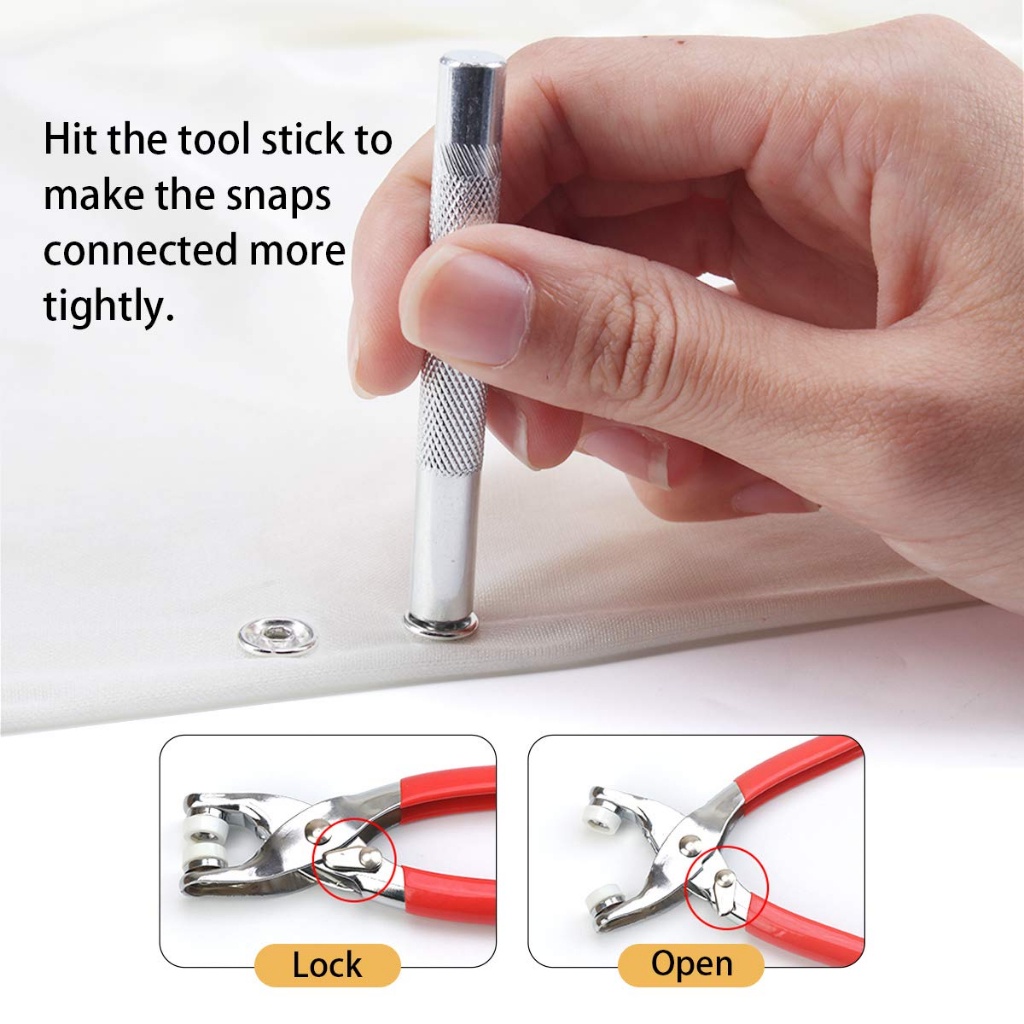 READY STOCK Snap Button Fastener Kit Metal Plier Tool 100/200 Pcs Set ...