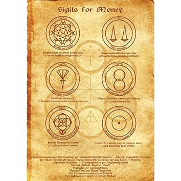 Sigils For Money Scroll Geniuses Kabbalah Poster Wicca Pagan Print Art ...