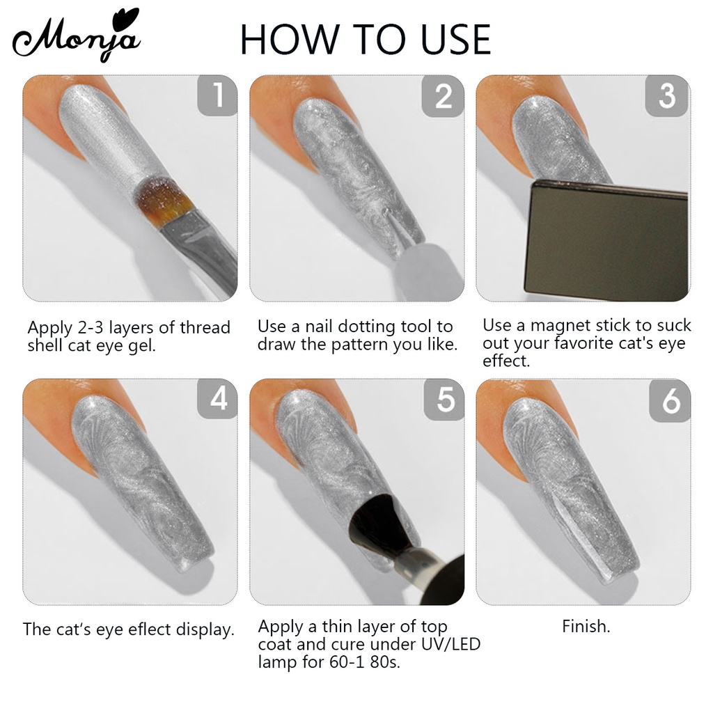 Monja 8ml Cat Magnetic Gel Nail Polish Pearl Shell Thread Pattern ...