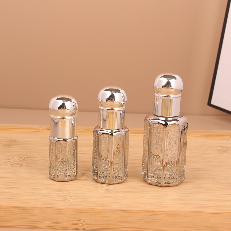 3ml/6ml/12ml Electroplated Carved Colored Glass Essential Oil Bottle ...