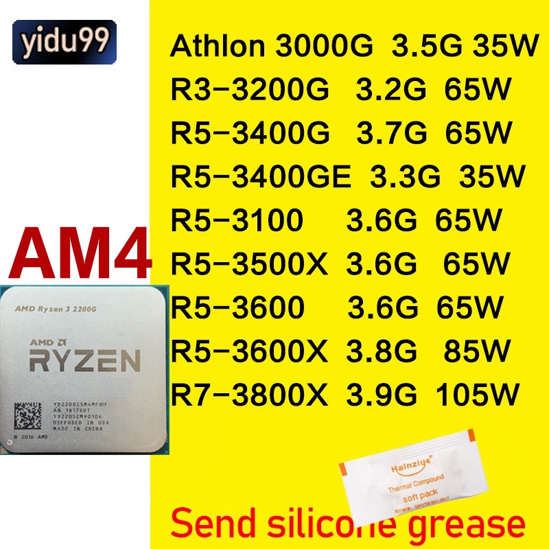 AMD R5-3600 3600X Ryzen 3-3000 R3 3200G 3400G R3 3100 3500X 3600 3600X ...