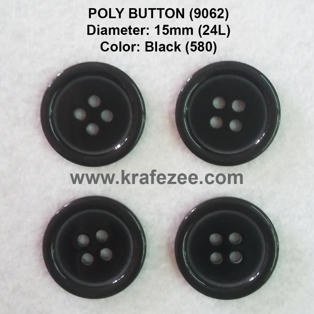 Poly Button 9062 15mm. Black (20 pcs) | Shopee Malaysia