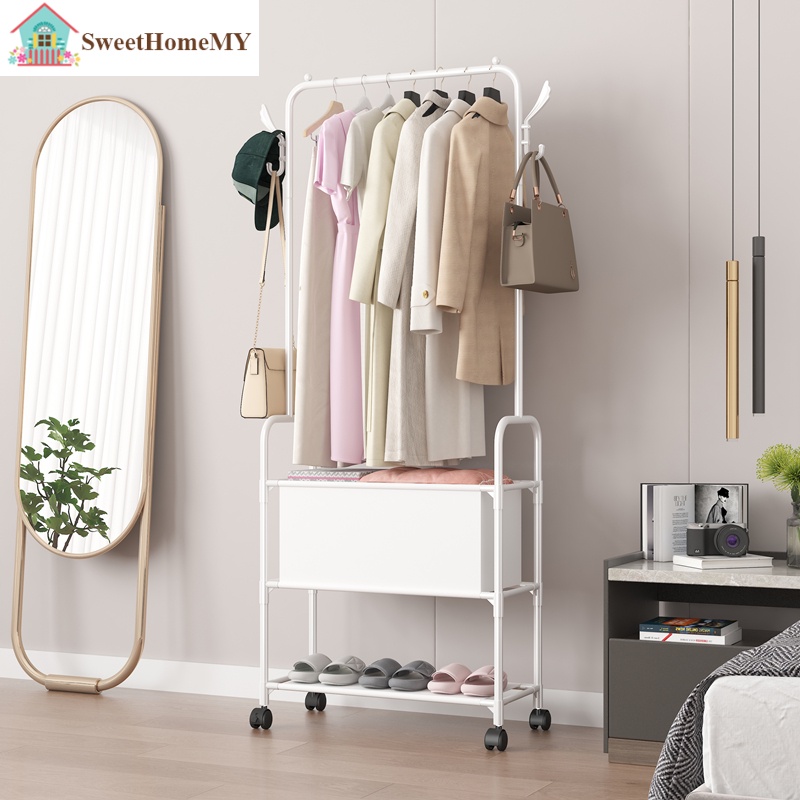 Free Gift~ Japanese Style Multipurpose Cloth Organizer Rack with Wheels ...