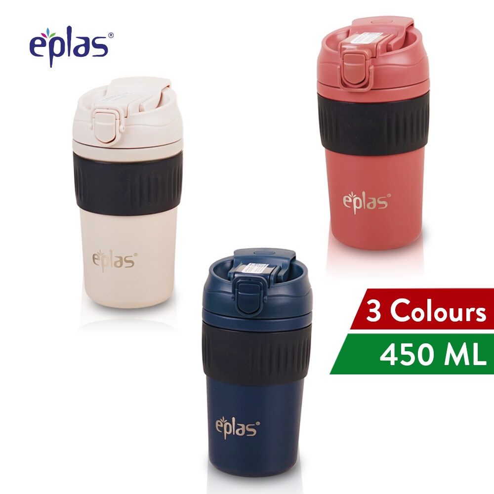 Eplas 450ML 304 Stainless Steel Dual Use Vacuum Flask with Straw Non-Slip Milo Coffee Vacuum Cup ...