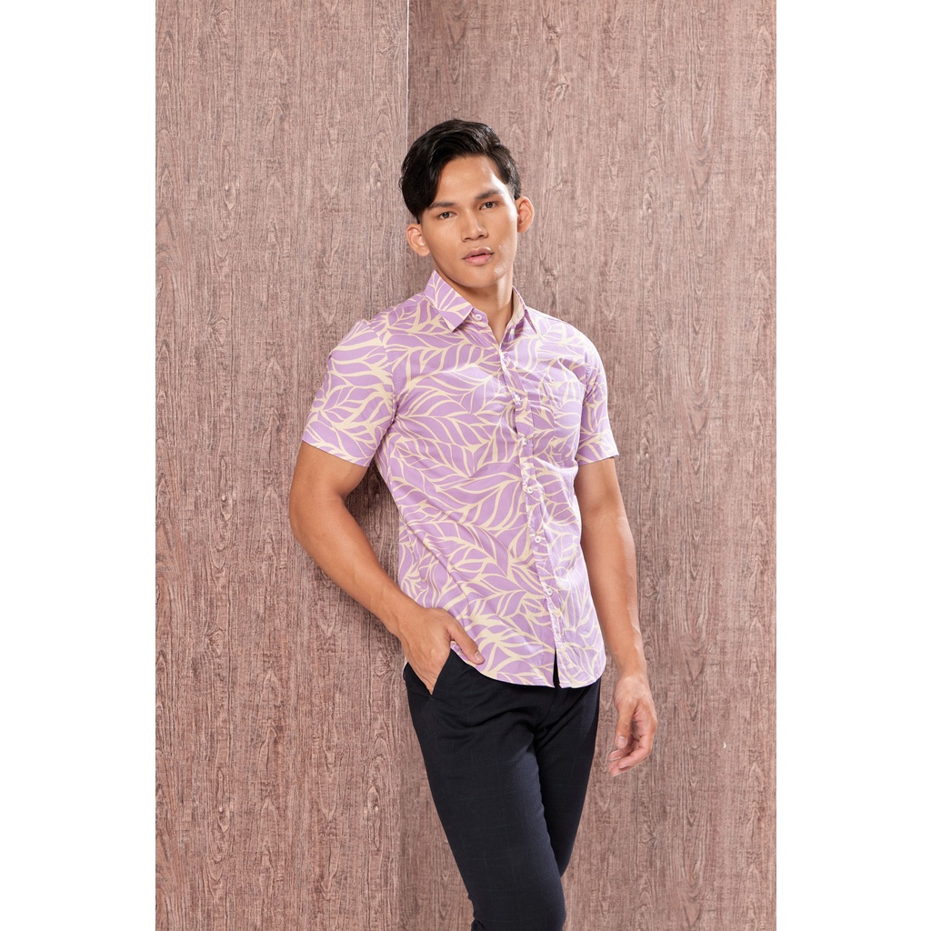 I Am Famous Slim Fit Shirt - Lilac Leaf | Shopee Malaysia
