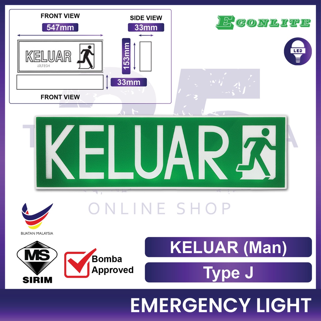 [SIRIM/BOMBA APPROVED] LED Emergency Light Recessed Type Surface Type ...