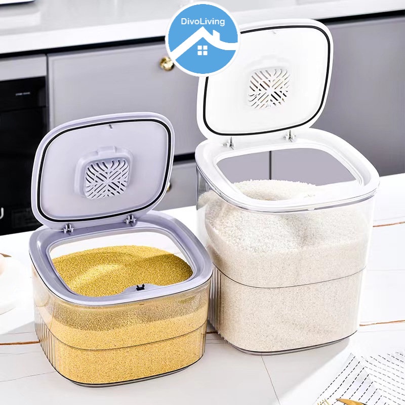 READY STOCK ️Rice Storage Box 5kg /10kg Bekas Beras Kitchen Food ...