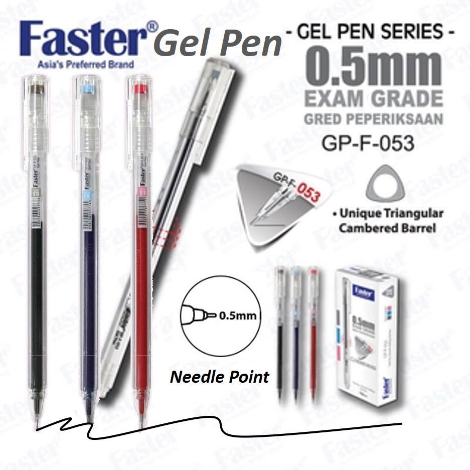 Faster Gel Pen 0.5mm Exam Grade Gelpen Needle Point GP-F-053 1pcs ...