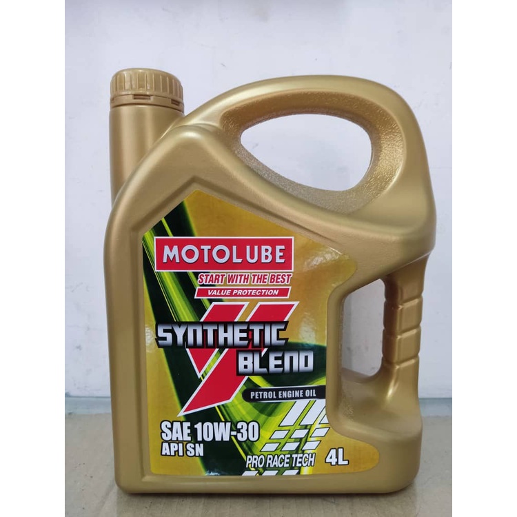 MOTOLUBE Semi Synthetic Petrol Engine oil 10W-30 SN 4L Minyak Hitam Minyak Pelincir kereta ...