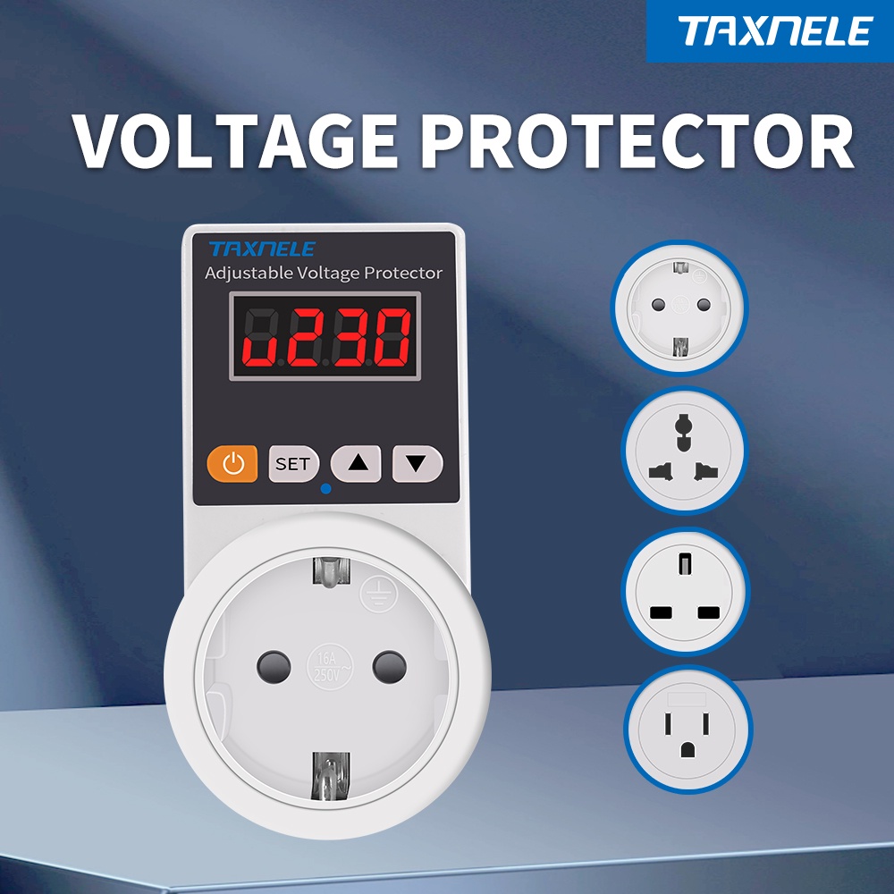 AC 220V 16A Automatic Voltage Protector Socket Adjustable Power Surge ...