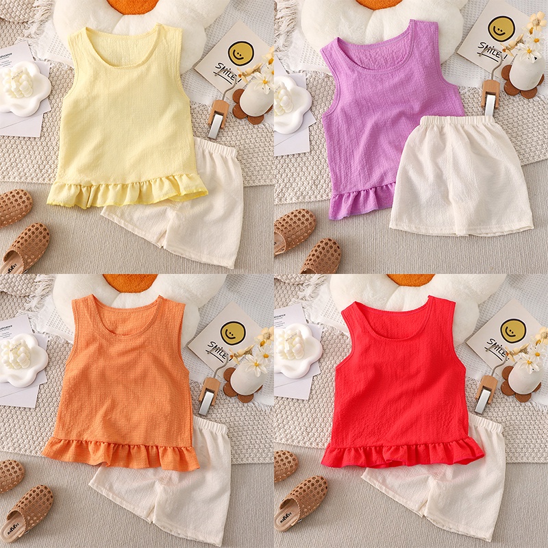 Summer Baby Girls Tank Top Set Korean Girl Children Leisure Vest Set ...