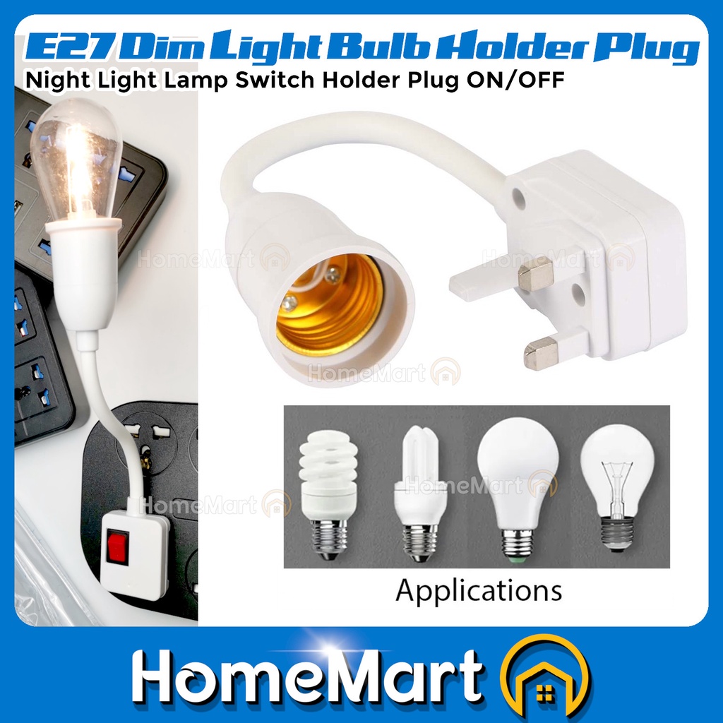 【25CM】 3 Pin Plug E27 Dim Light Bulb Holder 10" FLEXIBLE EXTENSION ...