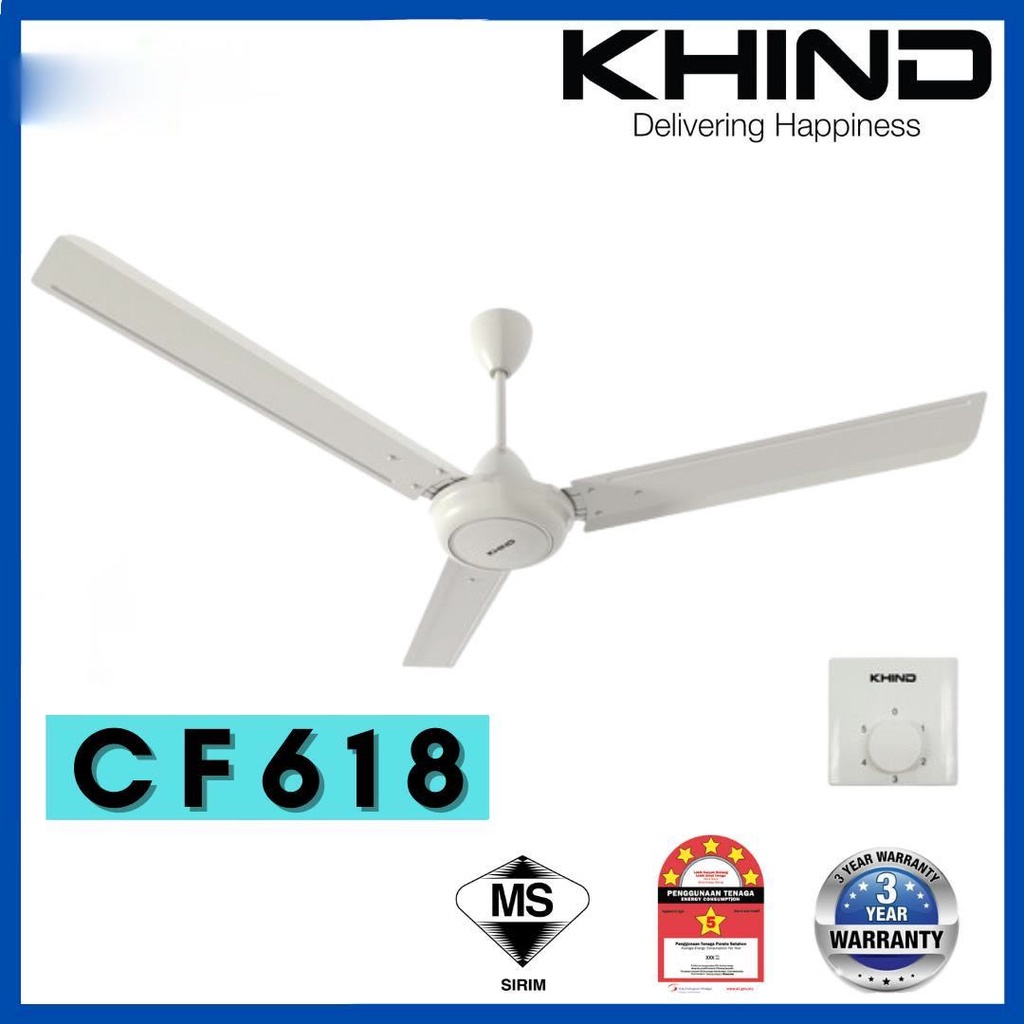 Khind CF618 Ceiling Fan 60'' Kipas Siling 60'' WHITE /PUTIH | Shopee ...