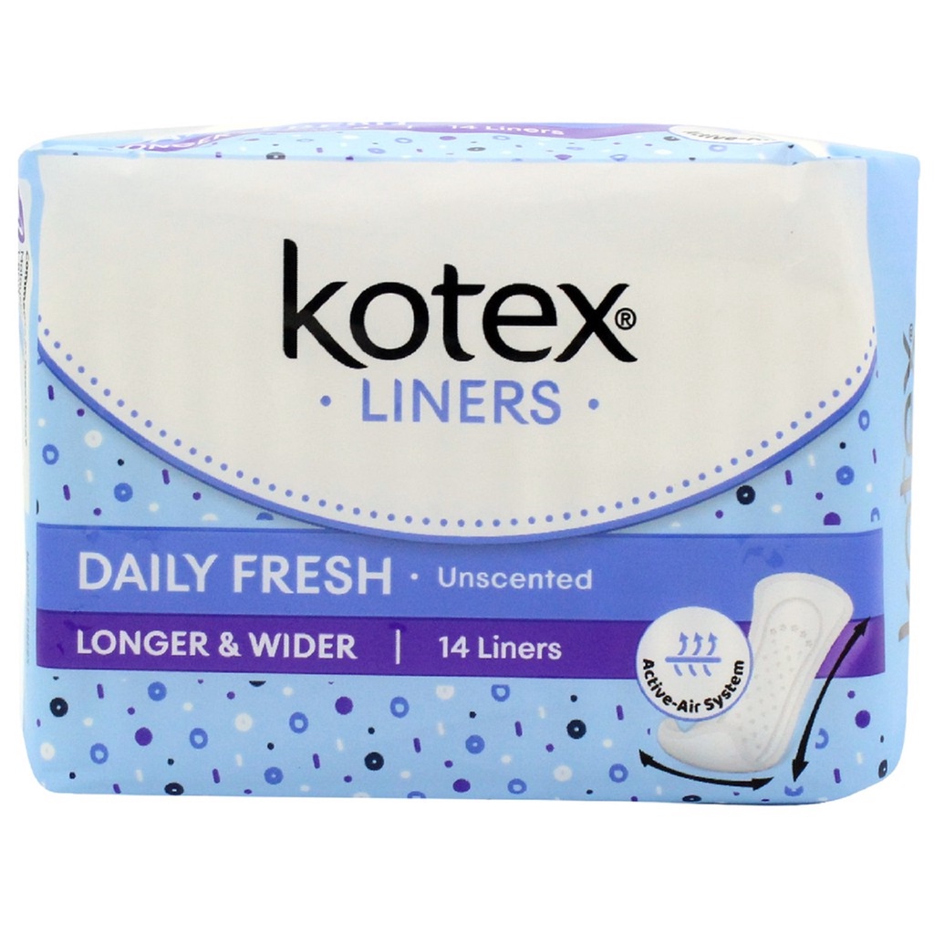 Kotex Longer & Wider Unscented Fresh Liners (14's) | Shopee Malaysia