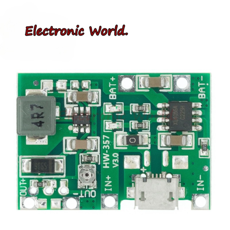Lithium Li-ion 18650 3.7V 4.2V Battery Charger Board DC-DC Step Up ...