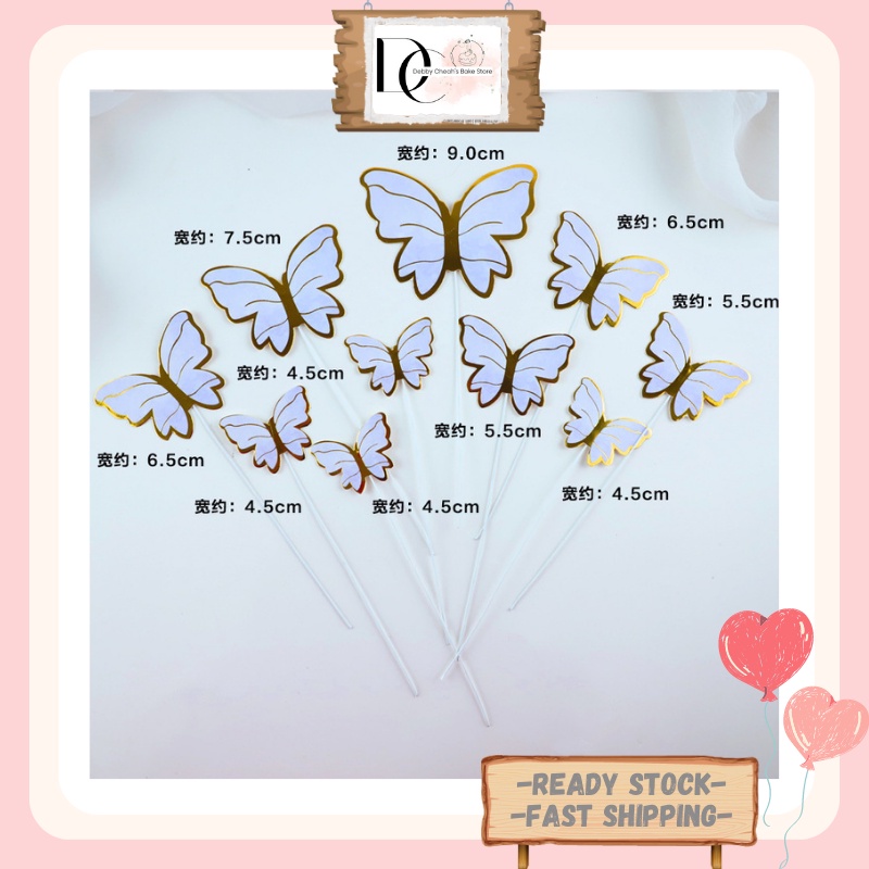 Ins Butterfly Cake Topper Butterfly Set Cake Decoration Hiasan Kek Rama ...