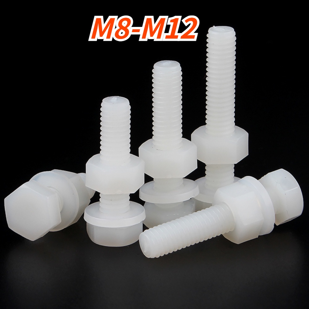 [XNY] White Hexagon Plastic Screw Set Nylon External Hexagon Screw Nut ...