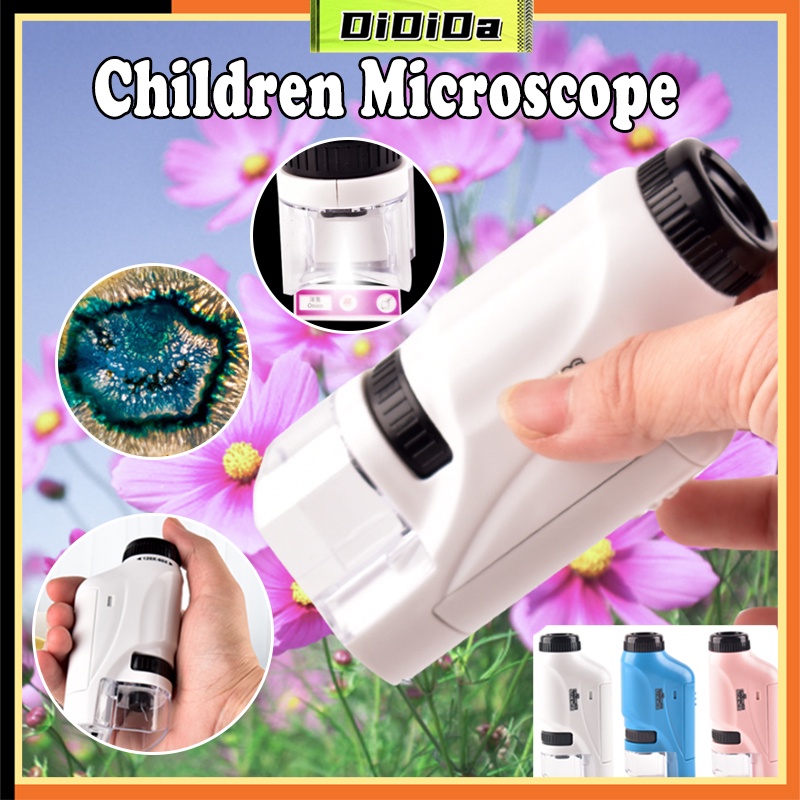 60X-120X Children Microscope Kit Kids Pocket Microscope LED Light ...