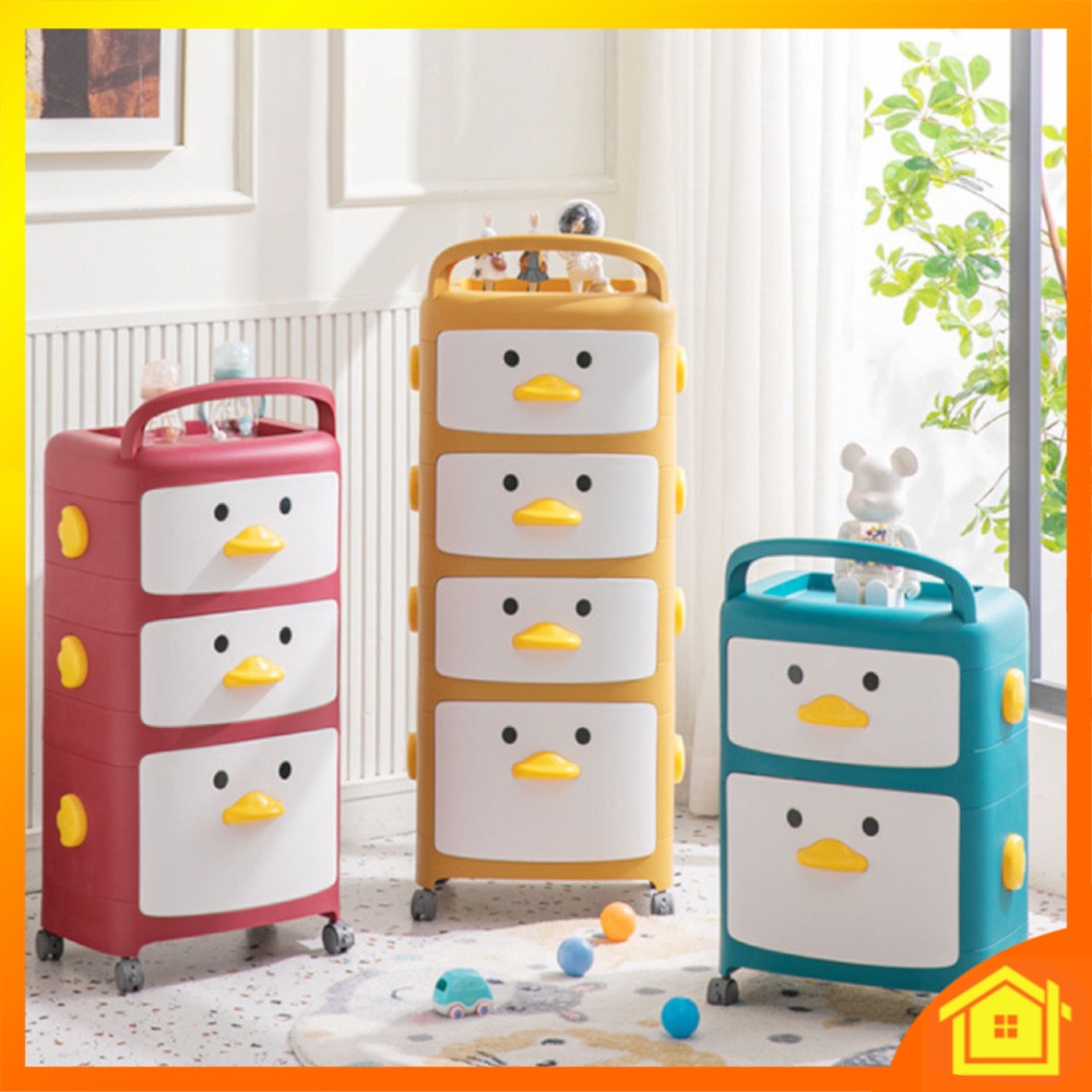 [OneHome] Cartoon Drawer Duck Organizer Rack Cabinet Clothes Wheel Rak ...