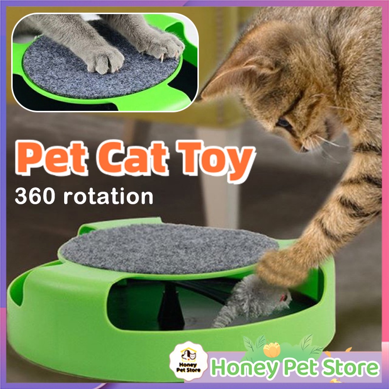 Pet Cat Toy Turntable Puzzle Play Catch The Mouse Moving Crazy Training ...