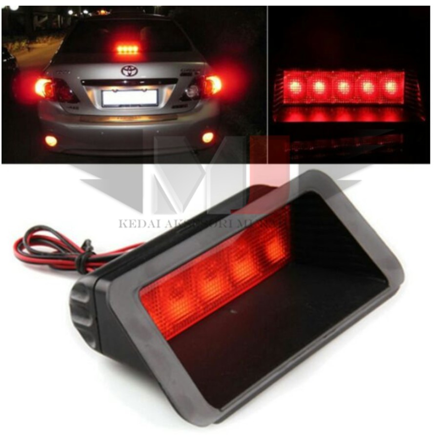 Universal 3rd Third Brake Stop Light High Mount Lamp Red 12V Car 5 LED Warning Rear Tail Third ...