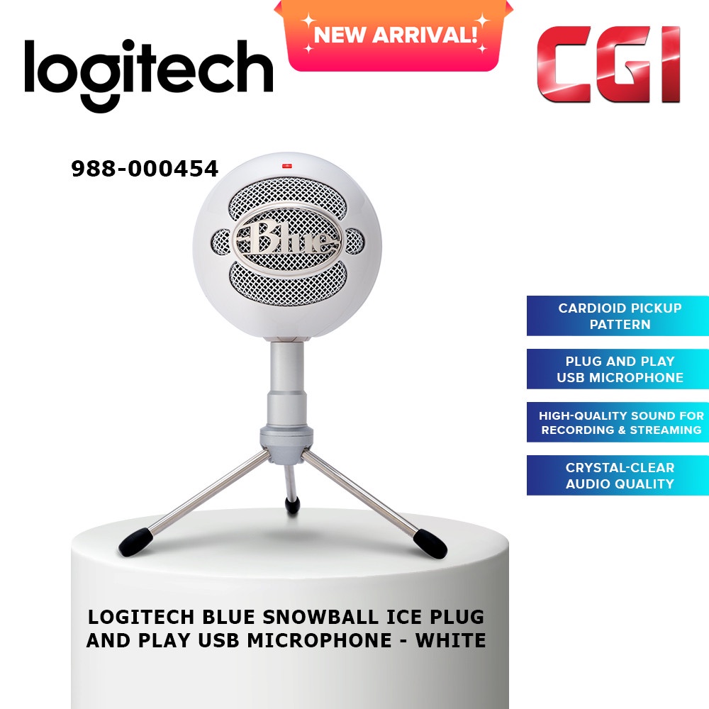 Logitech Blue Snowball Ice Plug and Play USB Microphone White 988 ...
