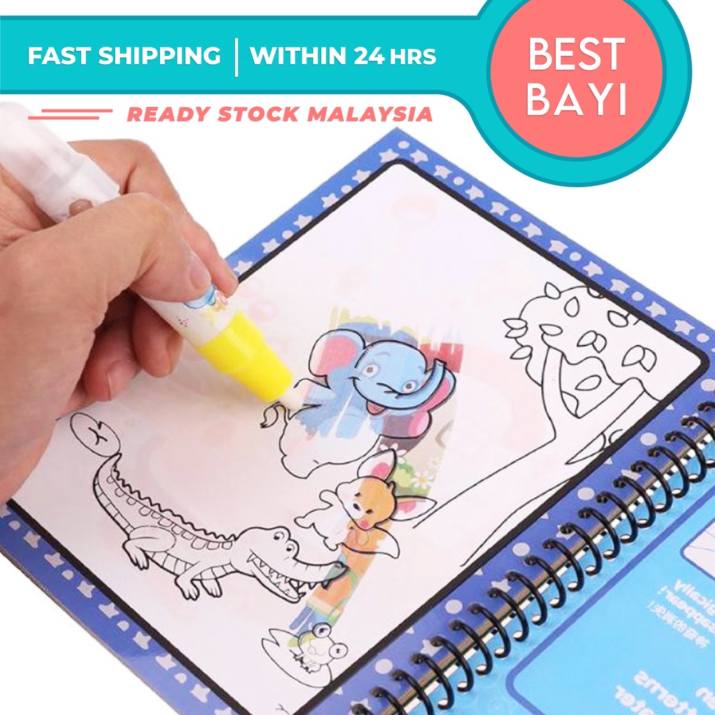 Magic Water Coloring Book /Mini Canvas FREE 1x Magic Pen Reusable Water ...