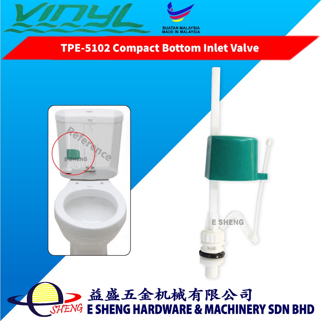 Vinyl 1/2'' PVC TPE-5102 Compact Bottom Inlet Flush Valve For Bathroom ...