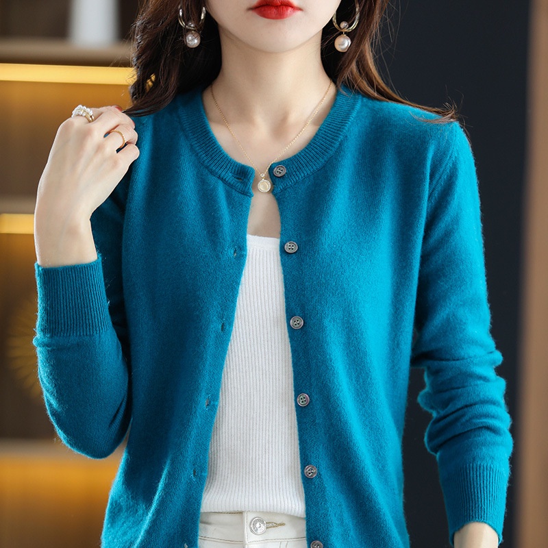 Women's Classic Soft Crew Neck Long Sleeve Button Down Sweater ...