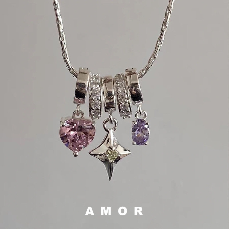 Love Diamond Starlight Pendant choker Necklace female Niche design ...
