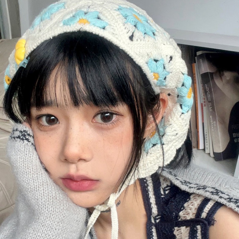 Y2K Aesthetic Triangular Turban Women Floral Bandanas Girl Sweet ...