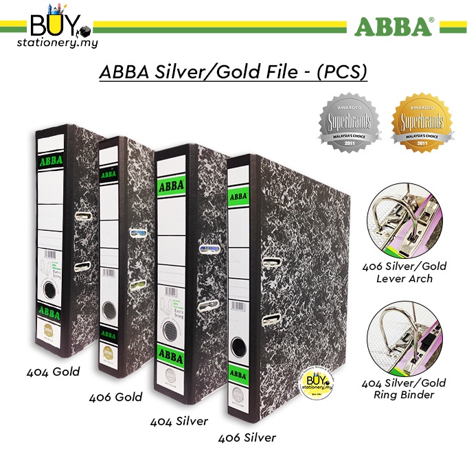 ABBA Ring File Holder Silver / Gold - (PCS) Document Holder Office File ...