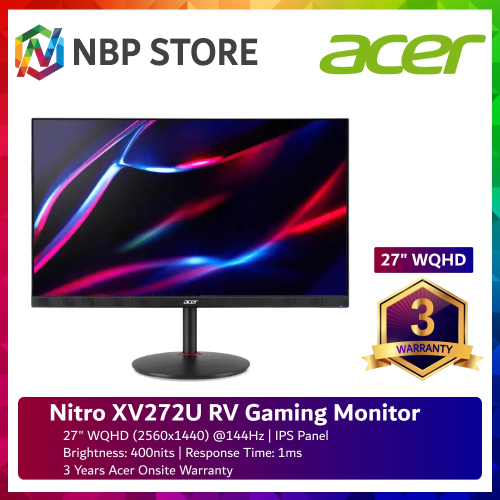 Acer Nitro XV272U RV 27" WQHD IPS 144Hz Gaming Monitor ( Speaker, DP ...