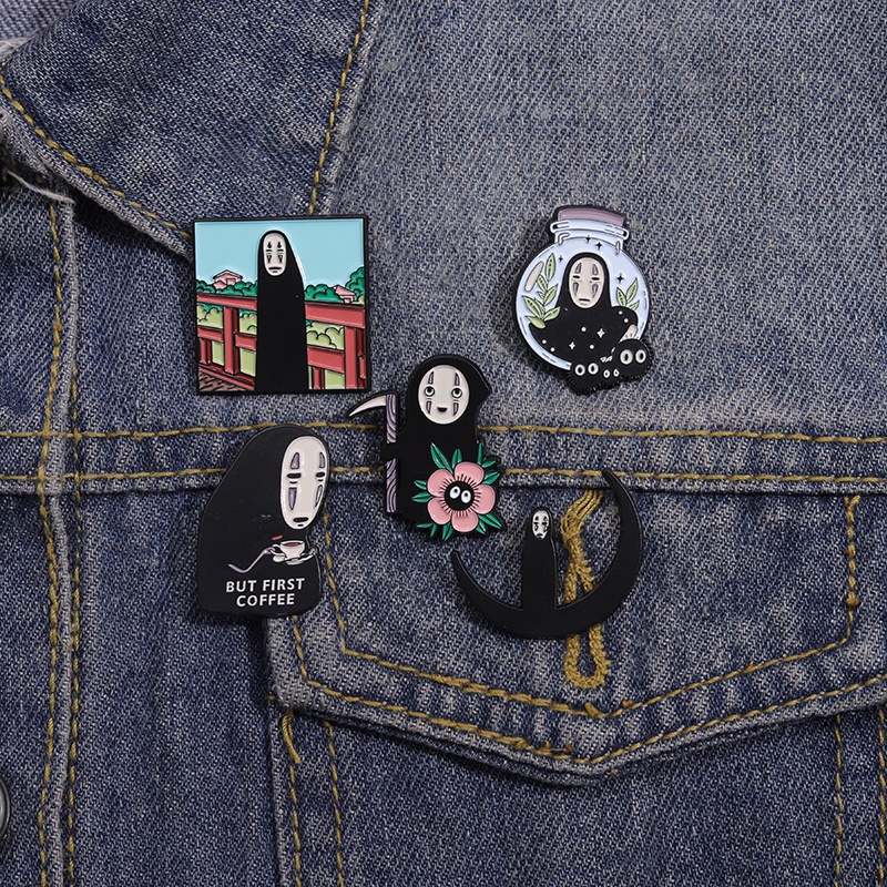 Ghibli Anime No Face Man Enamel Pin Anime Spirited Away Brooch Leisure ...