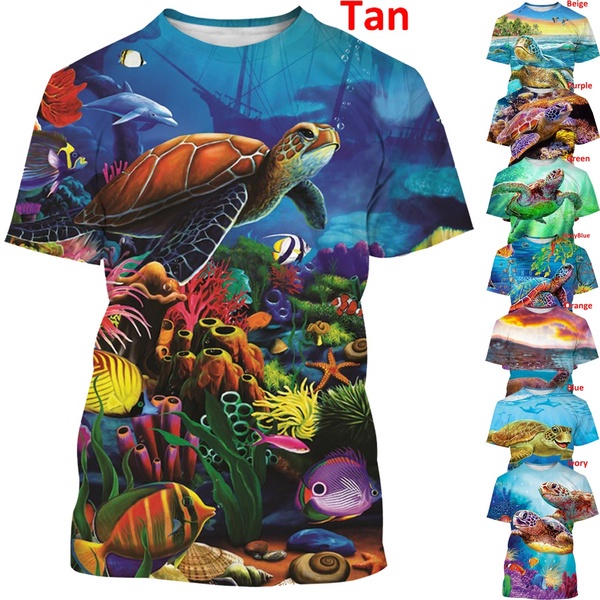Summer Fashion Sea Turtle 3D Print Men/Women T-shirt Casual Funny ...