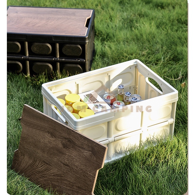 Folding Storage Box Home with Wooden Lid Capped Car Trunk Storage Shelf ...