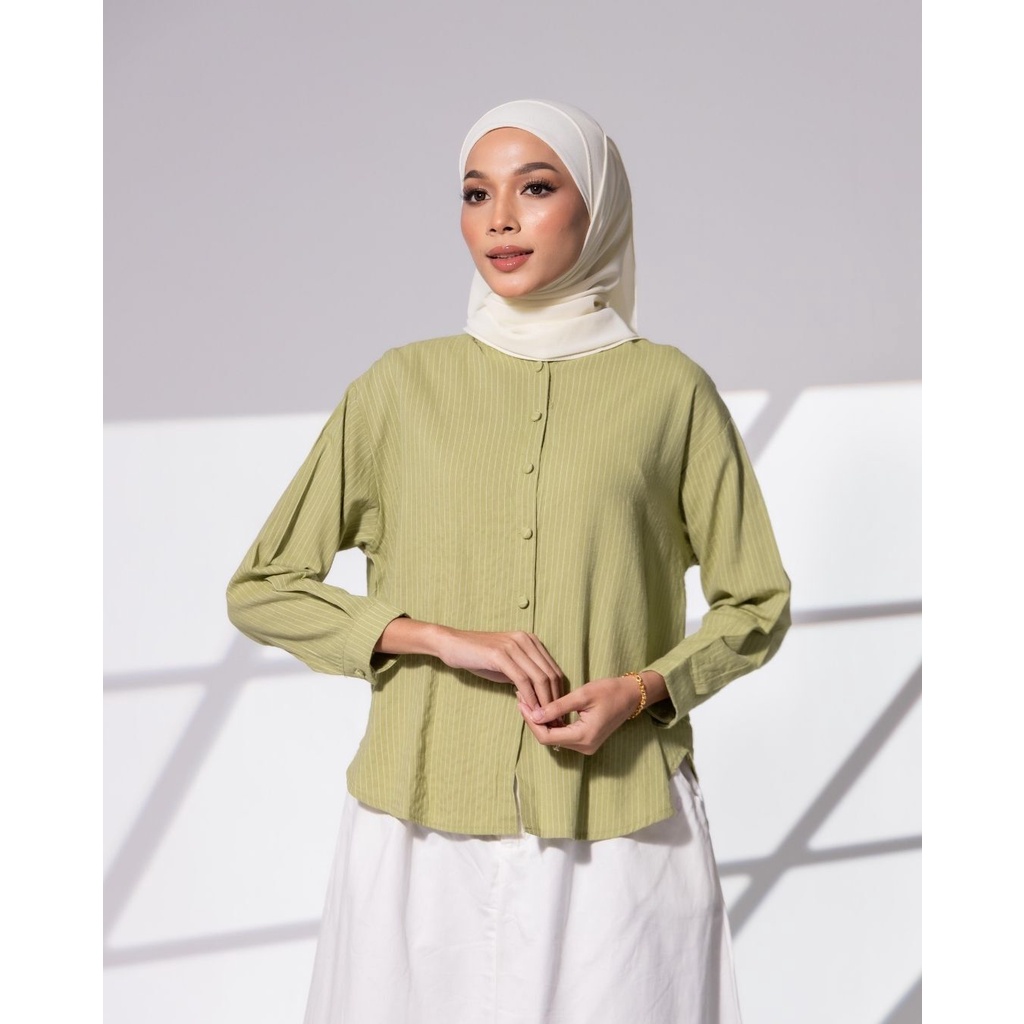 Ella Stripe Linen Blouse (Top ONLY) | Shopee Malaysia
