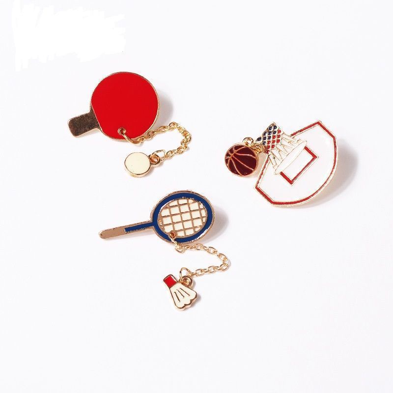 Sports Enamel Pin Brooches Football Volleyball Badminton Brooches Lapel ...
