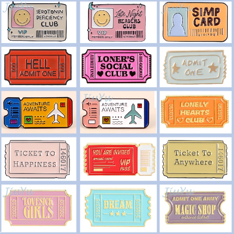 Airline Ticket Enamel Pin Brooch Magic Shop Movie Ticket Lonely Club ...