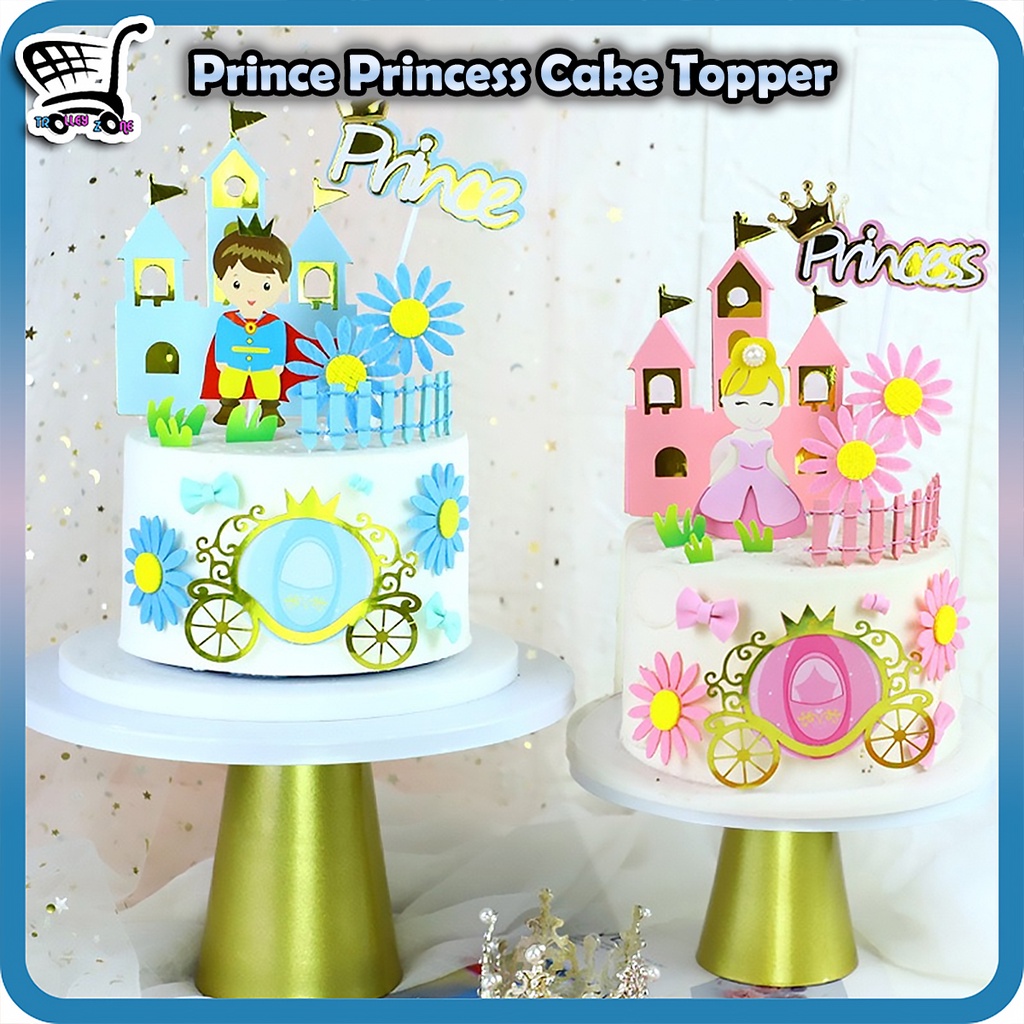 Prince Princess Cake Topper Birthday Topper Cake Decorations Kek Hiasan ...