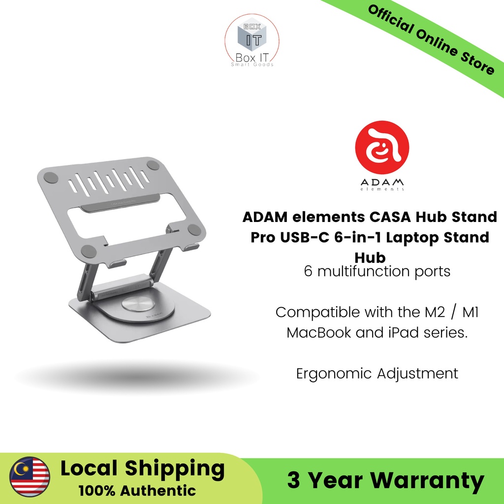 ADAM elements CASA Hub Stand Pro USB-C 6-in-1 Laptop Stand Hub | 6 ...