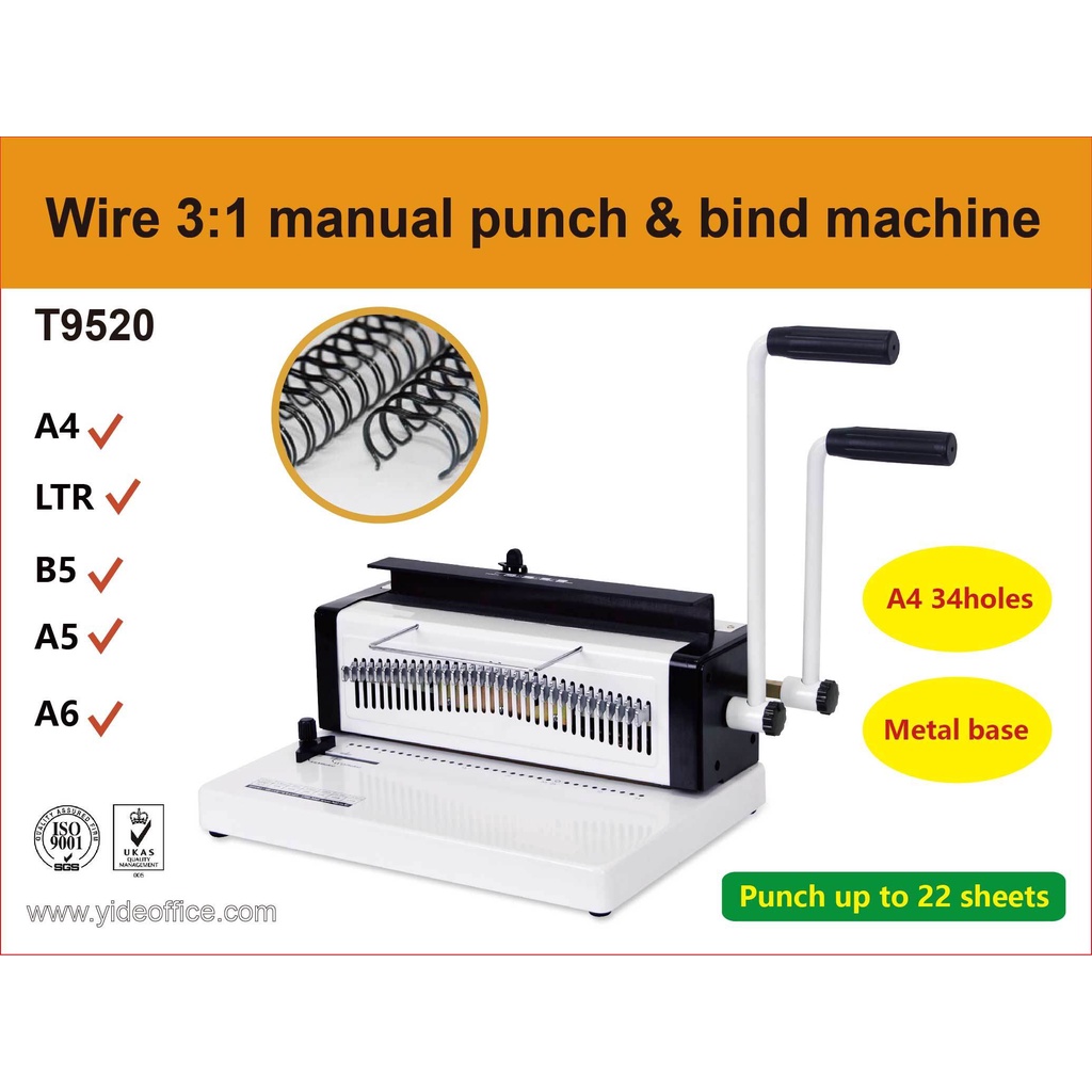 Double Wire 3:1 Manual Binding Machine For Calender , Note Book , Wire ...