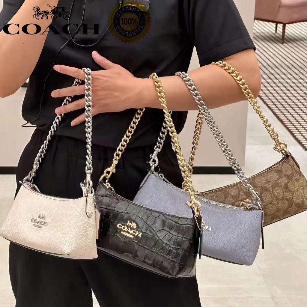 Coach Women single shoulder crossbody bag with chain shoulder straps ...