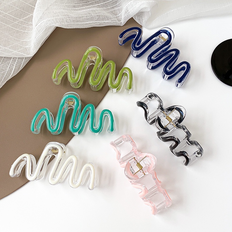 Wavy Hair Clip Sweet Style Acrylic Drip Glaze Hair Clamp For Women Girl ...