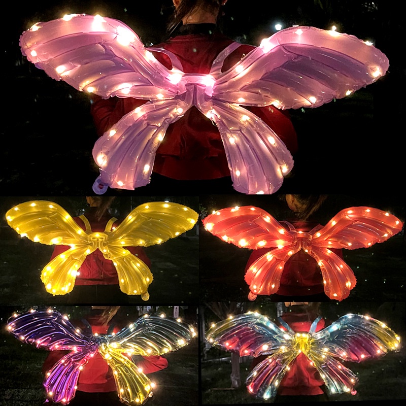 LED Glow Up Angel Wing Foil Balloon Butterfly Wing Ballon Happy ...